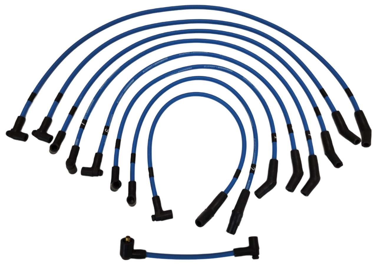 8.65mm Classic BluePrint Blue- Assembled Spark Plug Wire Set - 135° Bo ...