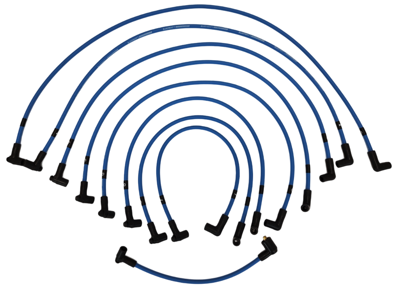 8.65mm Classic BluePrint Blue- Assembled Spark Plug Wire Set - 90° Boo ...