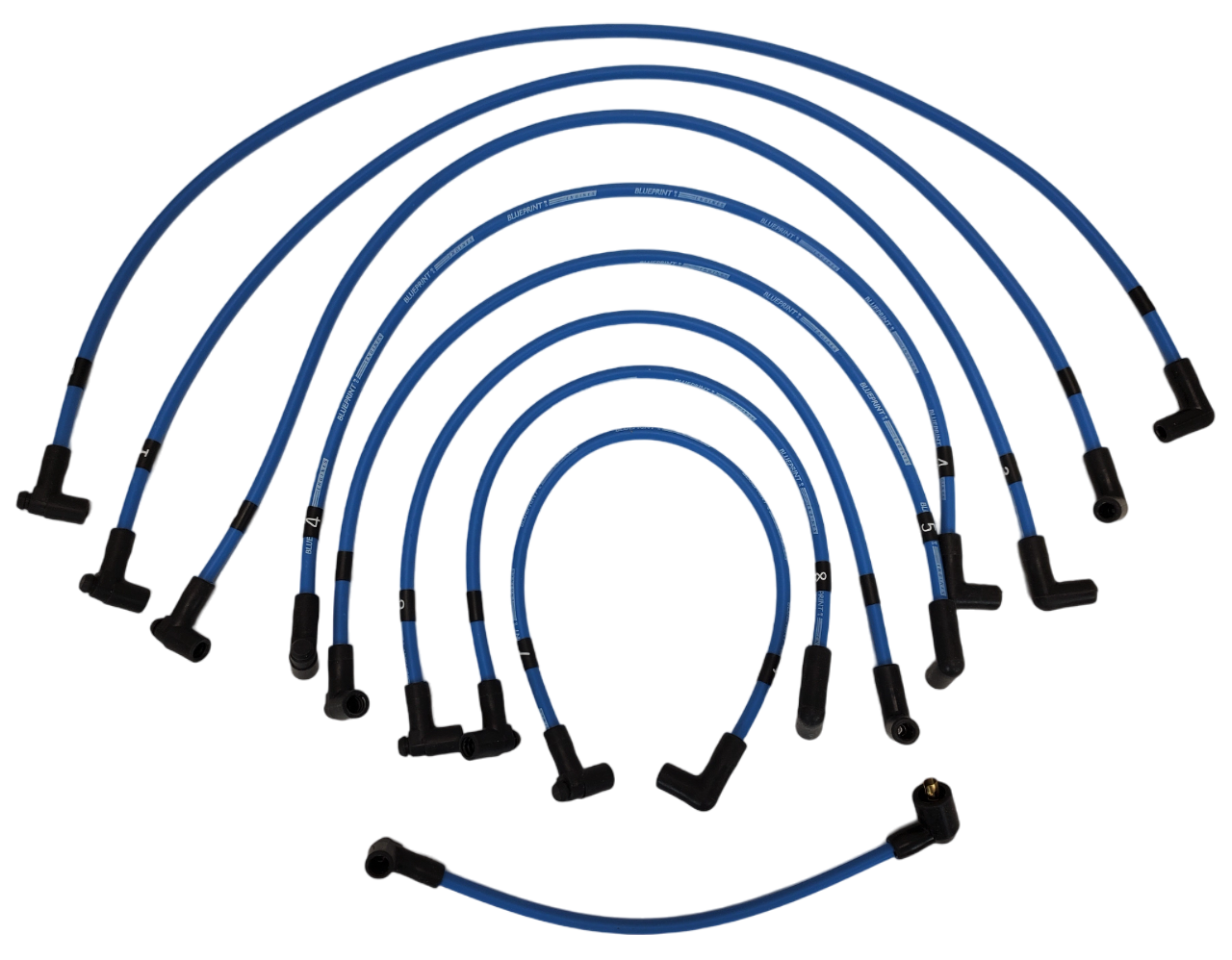 8.65mm Classic BluePrint Blue- Assembled Spark Plug Wire Set - 90° Boo ...