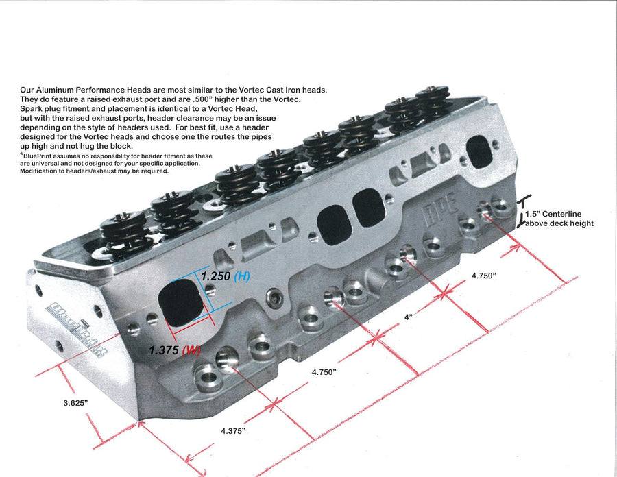 Aluminum Assembled Cylinder Head - GM SB Compatible - 195cc - Sold as ...